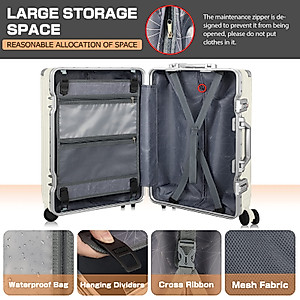 AnyZip Luggage Aluminium Frame Suitcase PC ABS Hard Shell TSA Lock No Zipper 24In White