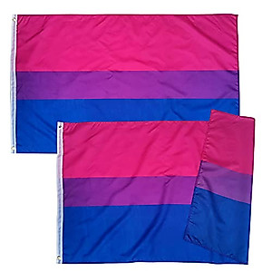 OZ 3x5ft Polyester LGBT BI Bisexual flag for wall Bi flag for Room Bisexual flag cape Bi flag Tapestry-pack of 2