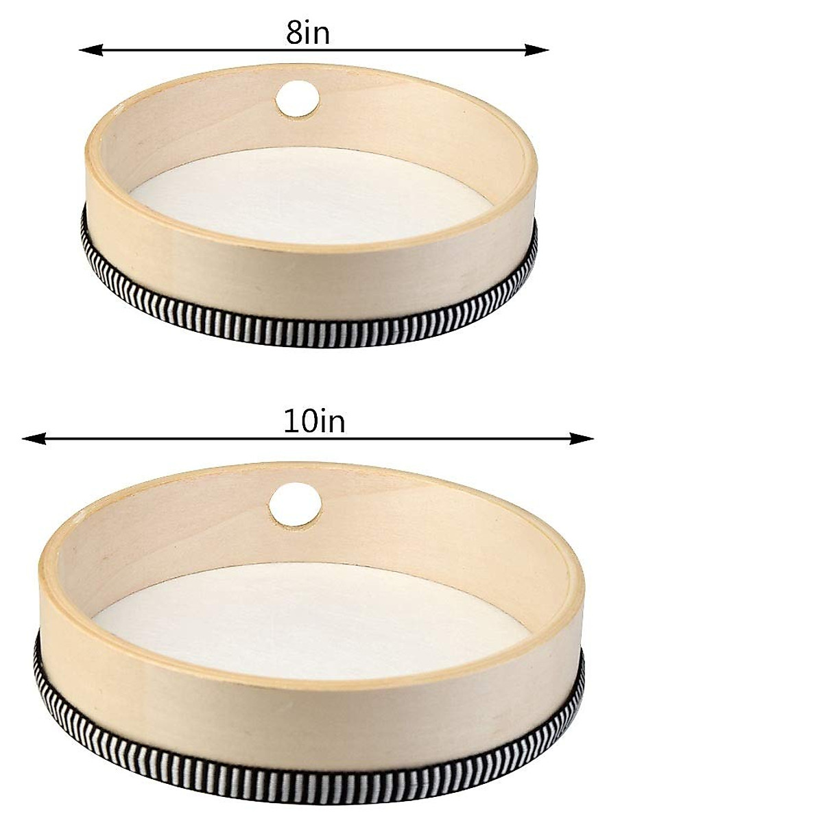 Nydotd 10 Inch & 8 Inch Hand Drum Kids Percussion Wood Frame Drum with Drum Stick Percussion Instruments Preschool Musical Education Children Performance Pro Hand Drum with Wooden Drum Beater