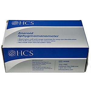 HCS Extra Large Blood Pressure Cuff Manual - Aneroid Sphygmomanometer, X Large Adult - Medical, Home, Elderly Care - BP Cuff Manual - XL Blood Pressure Cuff Arm Monitor w/Carrying Case