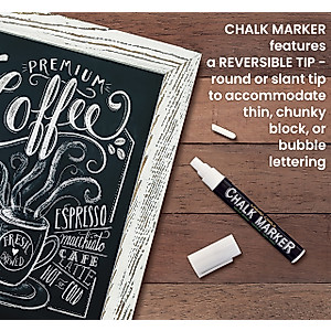 Better Office Products Framed Tabletop Chalkboard Sign, 9.5" x 14", Rustic Wood Frame, Small Magnetic Chalkboard with Built-in Ledge and Folding Stand, One White Chalk Marker Included,(Whitewash)