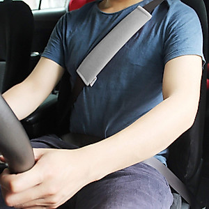 SUNTRADE Car Seat Belt Pad Cover kit,2-Pack Soft Car Safety Seat Belt Strap Shoulder Pad for Adults and Children (Gray)