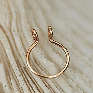 Nose Rings,Fake Nose Ring,Septum Nose Ring,Piercing Jewelry Gift for Men Women,Fashion Thin Brass Non-Piercing Loop Open Nose Ring Women Jewelry Charm Decor - Rose Gold