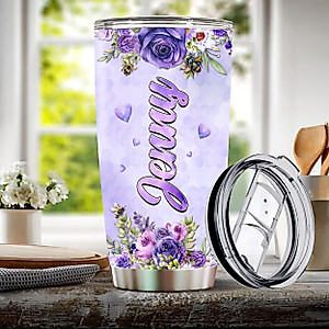 WONWIX Personalized Bee Tumbler Customized Name Queen Bees Gifts For Women Mug Cups Water Bottle 20oz Gift Birthday Valentine Christmas From Lover Insulated Stainless Steel Coffee Cup With Lid