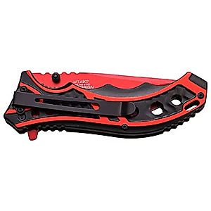 MTECH USA MT-A907RD Spring Assist Folding Knife, Red Straight Edge Blade, Red & Black Handle, 4.75" Closed