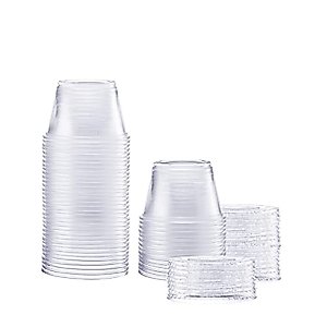 Comfy Package [4 oz. - 50 Count Clear Disposable Plastic Portion Cups with Lids - Soufflé Cups, Jello Shot Cups With Lids, Clear Plastic Containers Perfect for salad Dressing and More