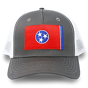 International Tie Tennessee Flag Hat for Men and Women – Adjustable One Size State Flag Cap, Baseball, Snapback, Hat Mesh Back with an Embroidered Patch