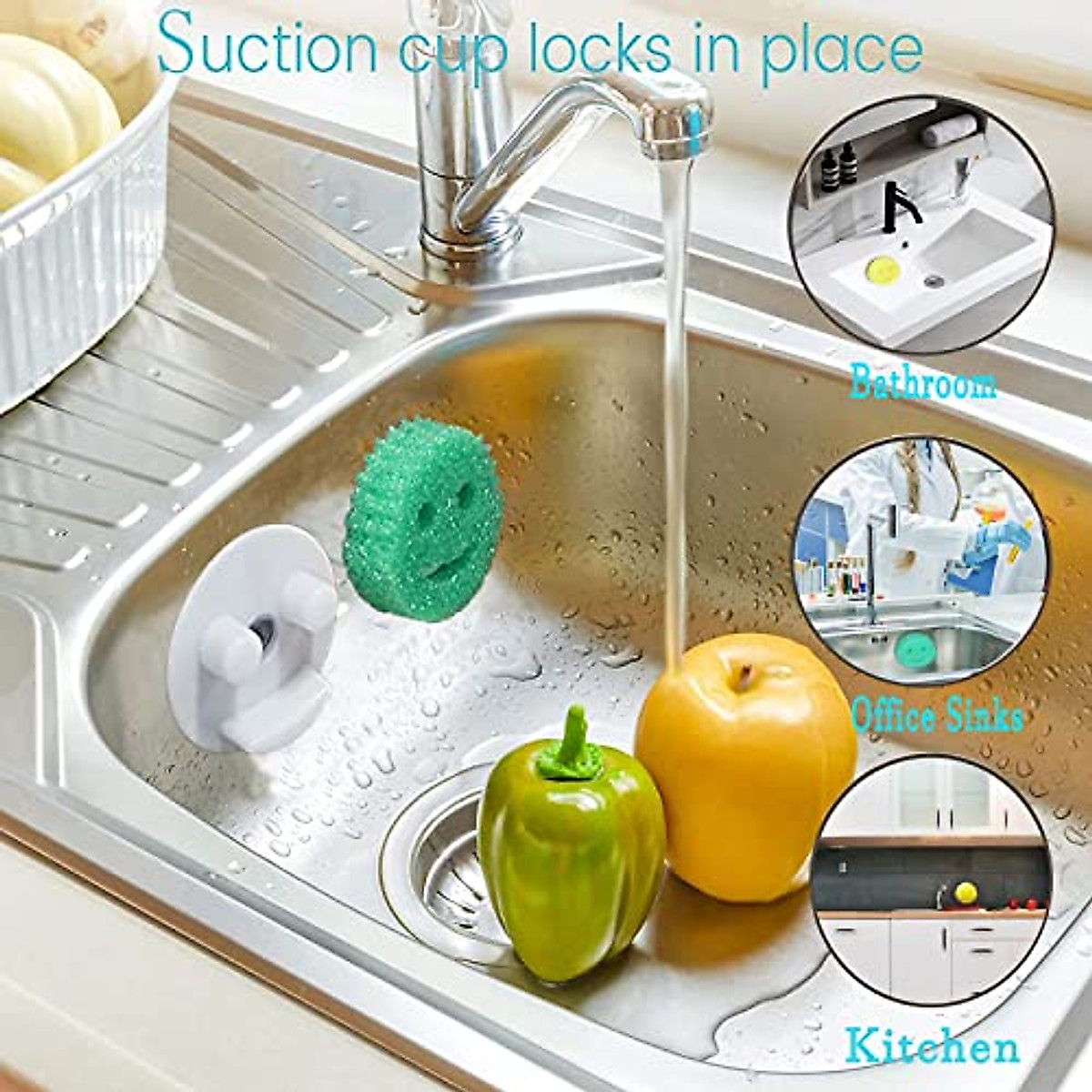 BIHAIT Sponge Holder, Sponge Caddy Suction Sponge Holder, Sponge Organizer for Kitchen,Bathroom Sink, Self Draining, Dishwasher Safe for Holding Smiley Sponges(No Sponges Included), White(2-Pack)