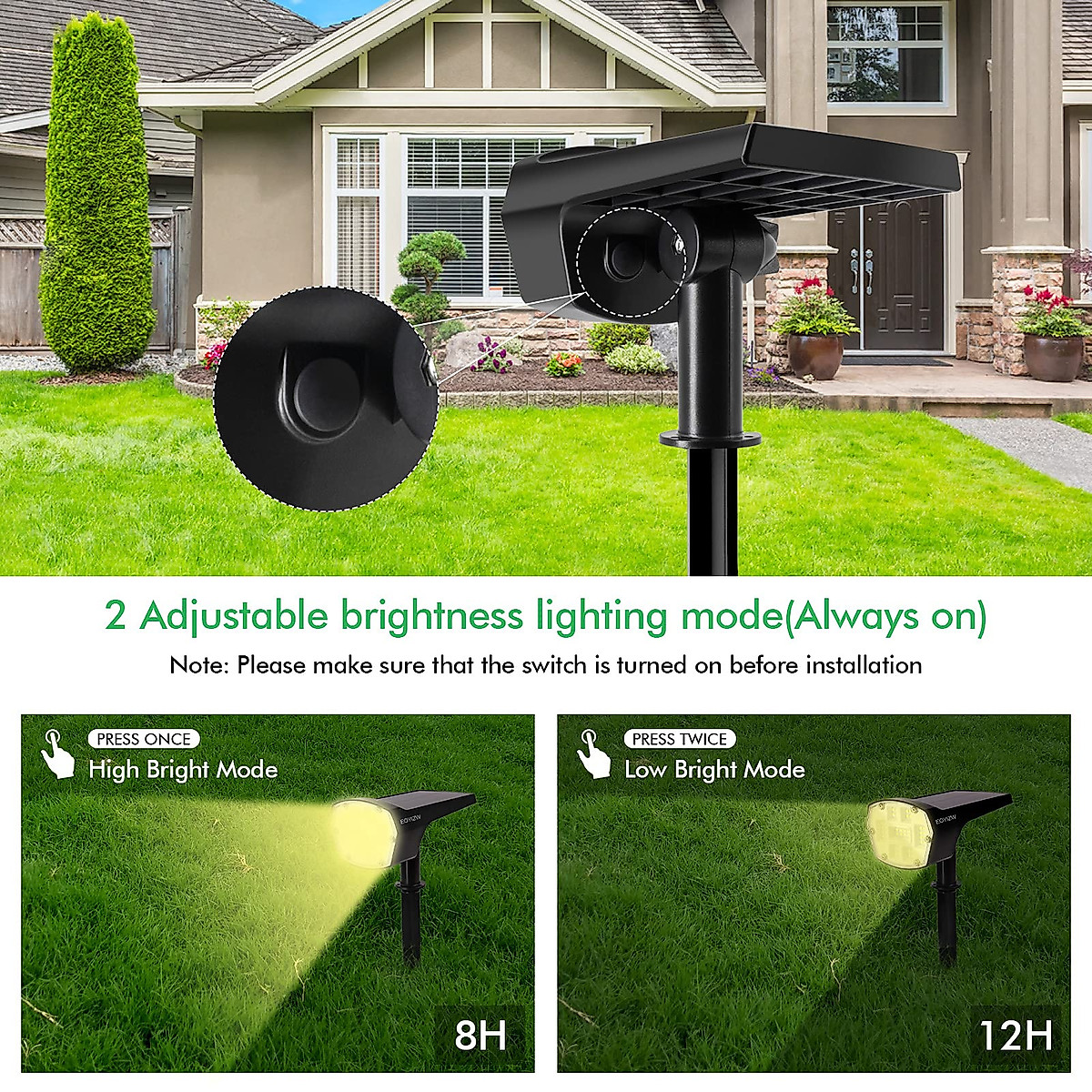 EOYIZW Solar Spot Lights Outdoor, 40 LEDs Solar Lights Outdoor, 2-in-1 IP65 Waterproof Solar Garden Lights Wall Lights for Yard Garden Pool Patio Driveway Porch Walkway 2 Pack