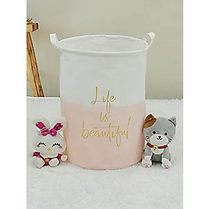 ELIVHINE Storage Baskets Waterproof Foldable Organizer Large Storage Bins for Dirty Clothes Home and Office Toy Organizer Laundry Hamper (Pink gradient)