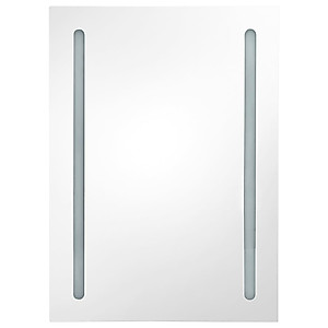 GROSERY Bathroom Fixtures LED Bathroom Mirror Cabinet 19.7"x5.1"x27.6",LED Vanity Mirror Cabinet with Storage, Wall Mounted Vanity Mirror with Lights, Silver Vanity Mirror