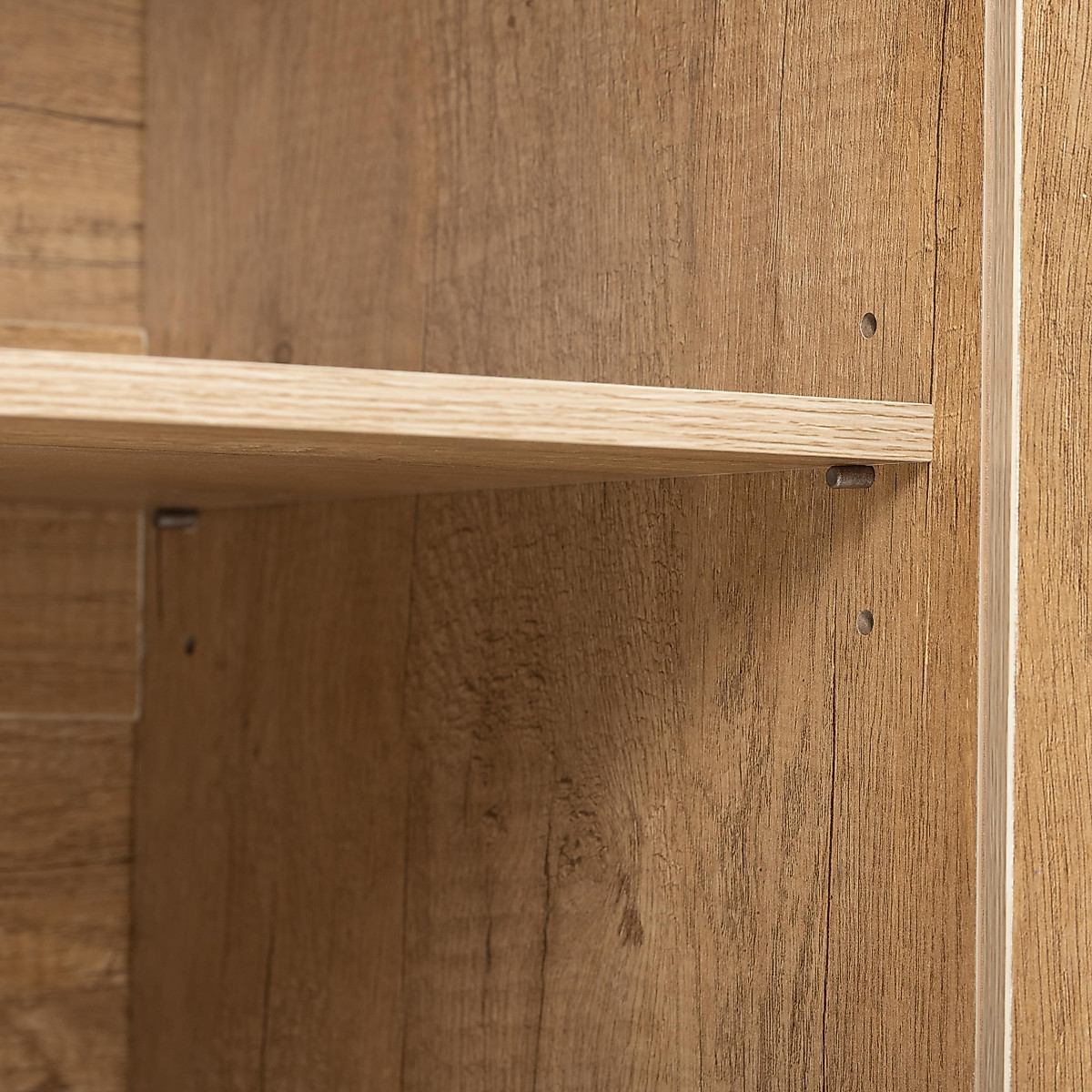 HESIEU Country Style Storage Cabinet with 2 Rattan Doors Natural Wood Sideboard Decorative Table Shoe Cabinet Office Cabinet with Metal Legs for Dining Room Kitchen Hallway Office