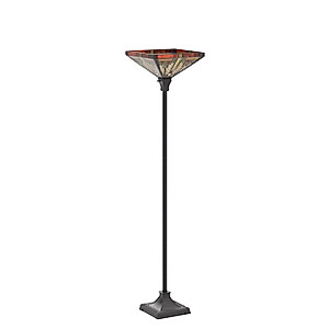 Capulina Tiffany Torchiere Floor Lamp 70" Tall Industrial Blackish Bronze Pole Amber Brown Style Stained Glass Torch Standing Light Decor for Living Room Bedroom Office