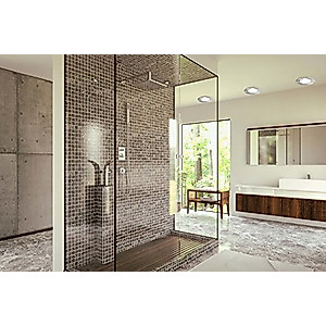 4" LED IC Rated Flush Round Trim Recessed Lighting Kit, Brushed Nickel, Frosted Glass, Easy Install Push-N-Click Clips, LED Bulb Included, 3.88" Hole Size,90972