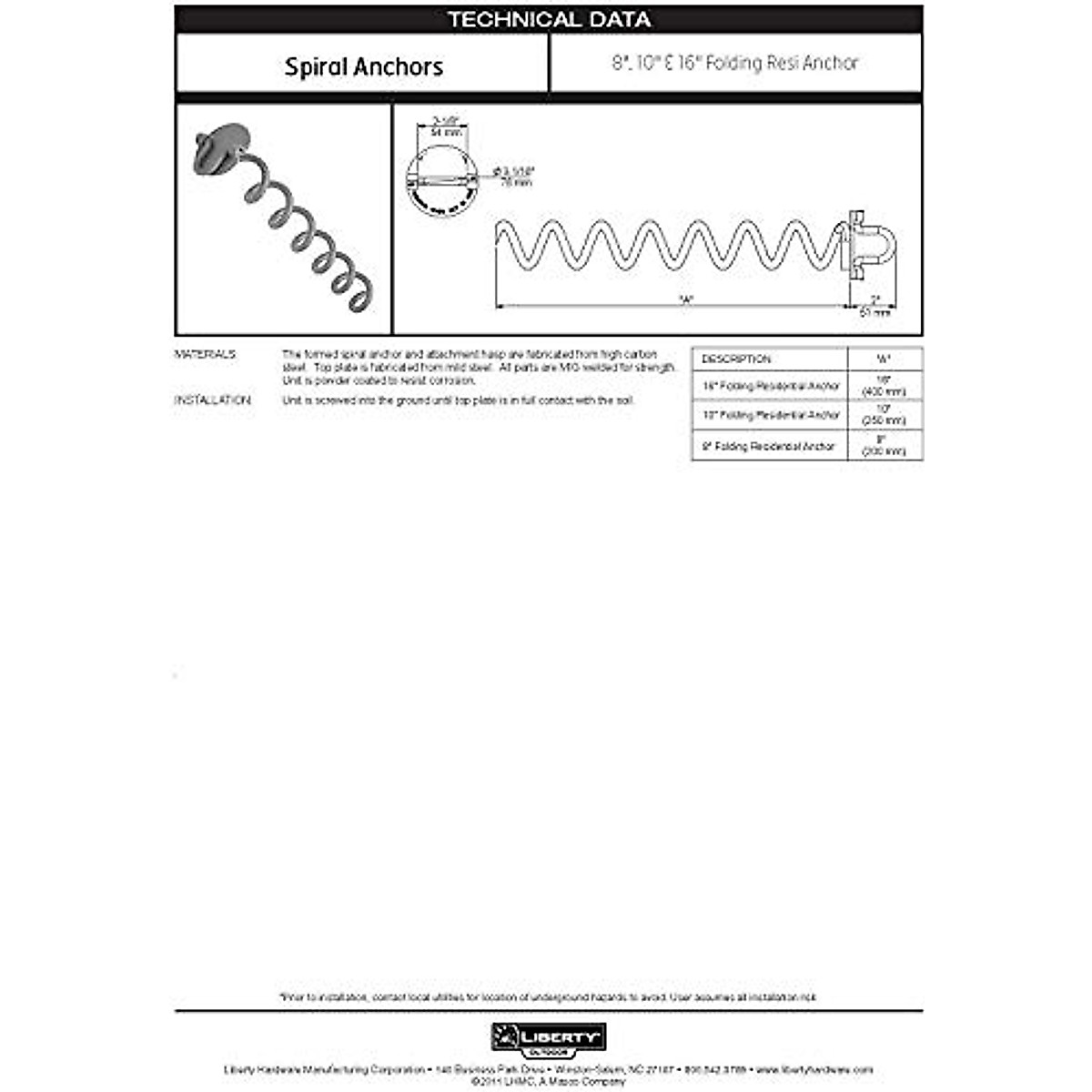 Liberty Outdoor ANCFR16-ORG-A Folding Ring Spiral Ground Anchor, Orange, 16-Inch