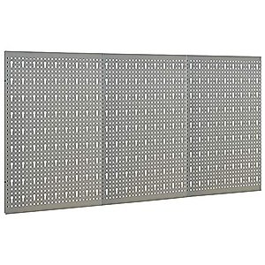 Tidyard 3 Piece Wall-Mounted Peg Boards, Steel Wall Panels with Holes, Metal Tool Pegboards Storage Organizer Gray for Garage, Workbench, Workshop 47.2 x 22.8 x 0.4 Inches (L x W x T)