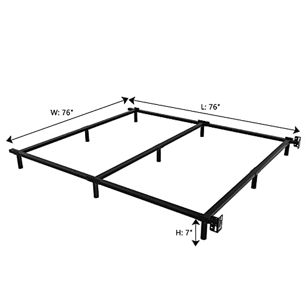 Homdock King Size Metal Bed Frame-7 Inch High Heavy Duty Bed Base with 9-Leg Support for Box Spring & Mattress, Elegant Black Finish