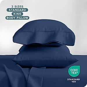 Bare Home Microfiber Pillow Cases - Standard/Queen Size Set of 2 - Cooling Pillowcases - Double Brushed - Dark Blue Pillowcases 2 Pack - Easy Care (Standard Pillowcase Set of 2, Dark Blue)