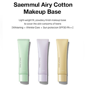 THESAEM Saemmul Airy Cotton Makeup Base 02 Lavender - Tone Correcting Purple Makeup Enhancing Base for Skin Smoothening, Hydrating Skin Radiance Corrector for Dull Skin 30ml