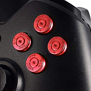 Alloy Metal 9mm Bullet Buttons Mod Kit ABXY & Guide Button for Xbox One xboxone Controller (Red)
