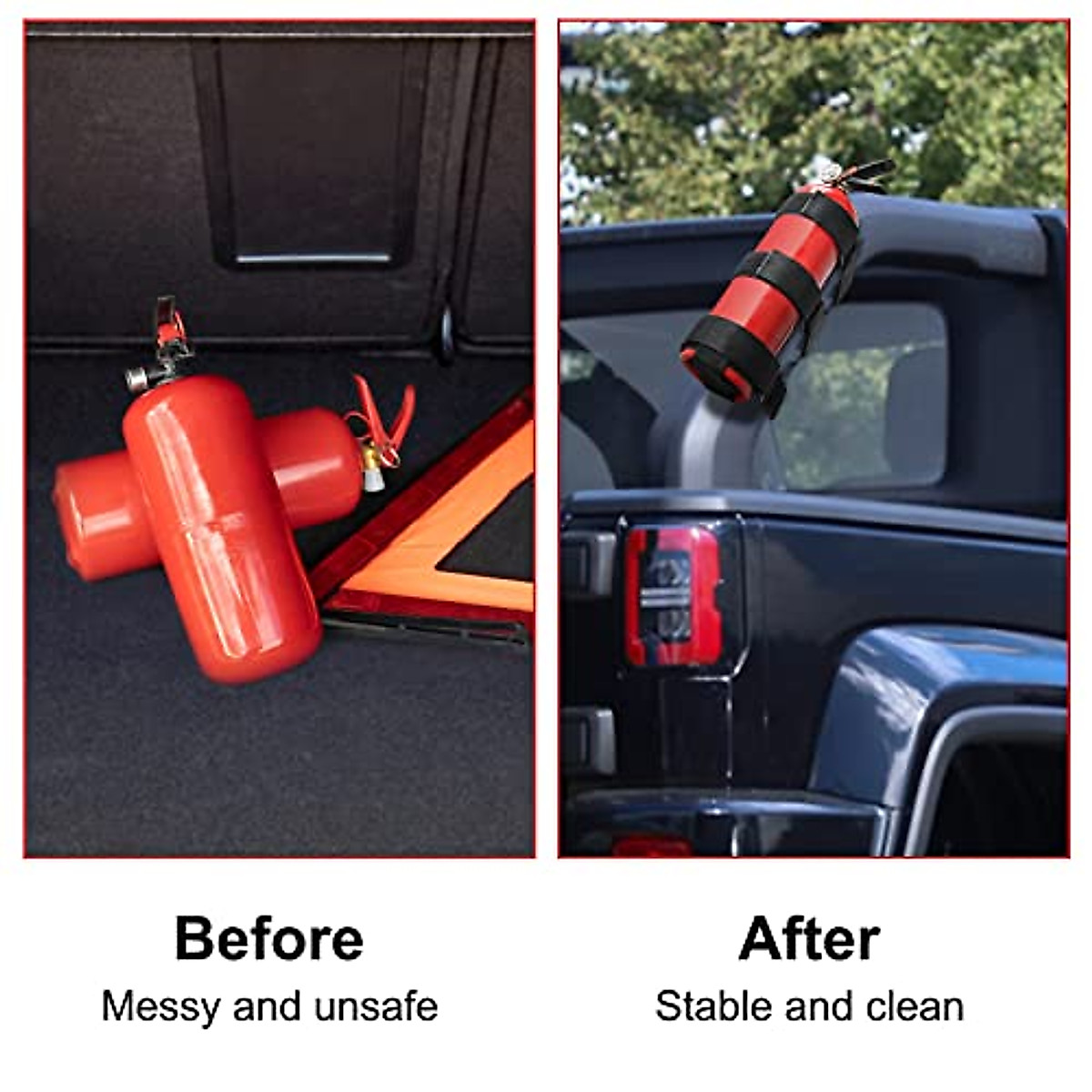 Luxiv Fire Extinguisher Mount Holder for Jeep, 3rd Party Accessory for Jeep Wrangler Fire Extinguisher Holder Roll Bar Fire Extinguisher Strap for Jeep Wrangler CJ, YJ, TJ, LJ, JK, JKU, JL, JLU