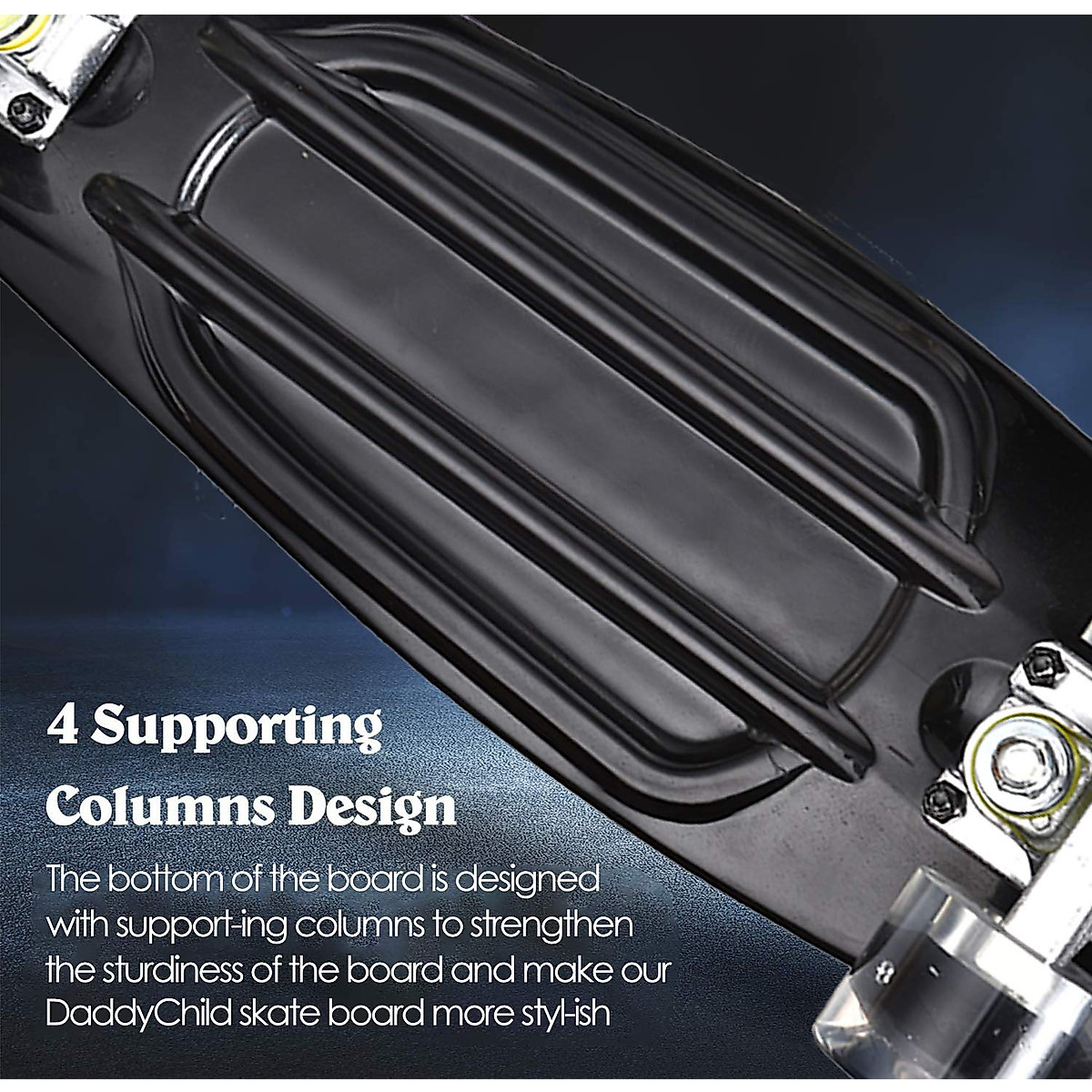 DADDYCHILD Skateboards Complete 22 Inch Mini Cruiser Skateboard for Kids Boys Youths, Light up Wheels for Beginners