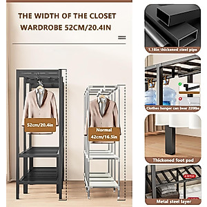 Heavy Duty Clothes Rack with Cover, 1200lbs, Foldable Portable Closets for Hanging Clothes,Clothing Rack Wardrobe Covered Garment Racks Freestanding Coat Storage Organizer System (243cm/95.6in)