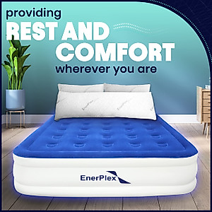 EnerPlex Twin Air Mattress with Built-in Pump - 13 Inch Double Height Inflatable Mattress for Camping, Home & Portable Travel - Durable Blow Up Bed with Dual Pump - Easy to Inflate/Quick Set UP﻿