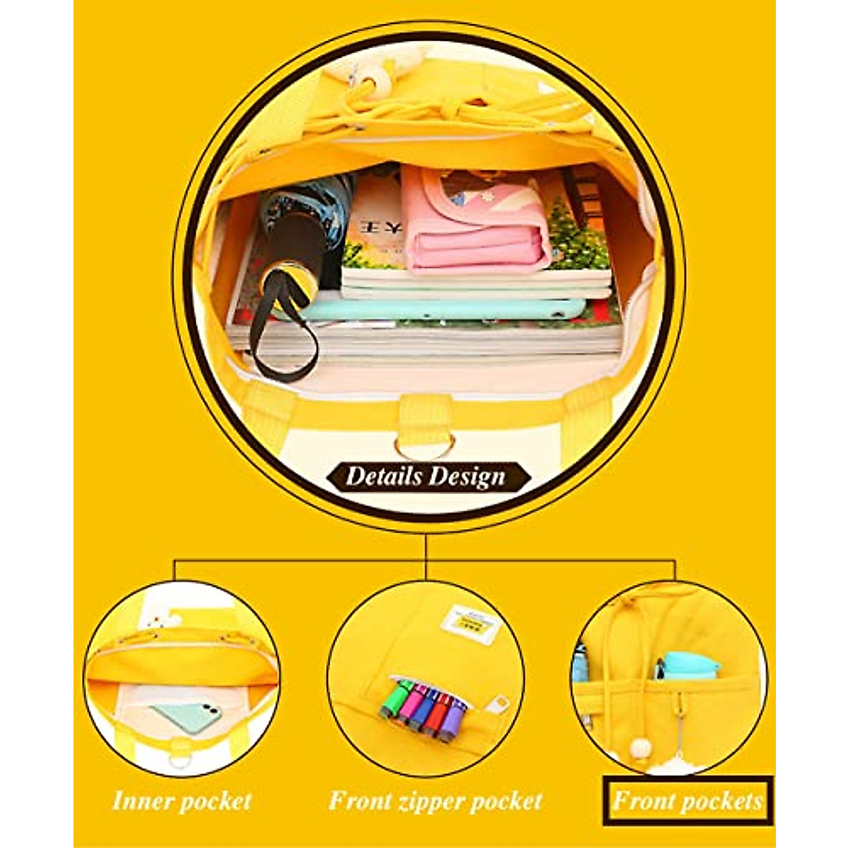 Kawaii Backpack with Plushies Adjustable Hooks Crossbody Bag Shoulder Bag Hand Tote Cute Aesthetic Backpack for School Girls (White)