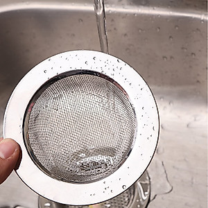 2 PCS Stainless Steel Kitchen Sink Strainer 4.5" Diameter, Metal Fine Mesh Kitchen Sink Strainer, Wide Rim Perfect for Most Sink Drains, Rust Free, Thicken Edge