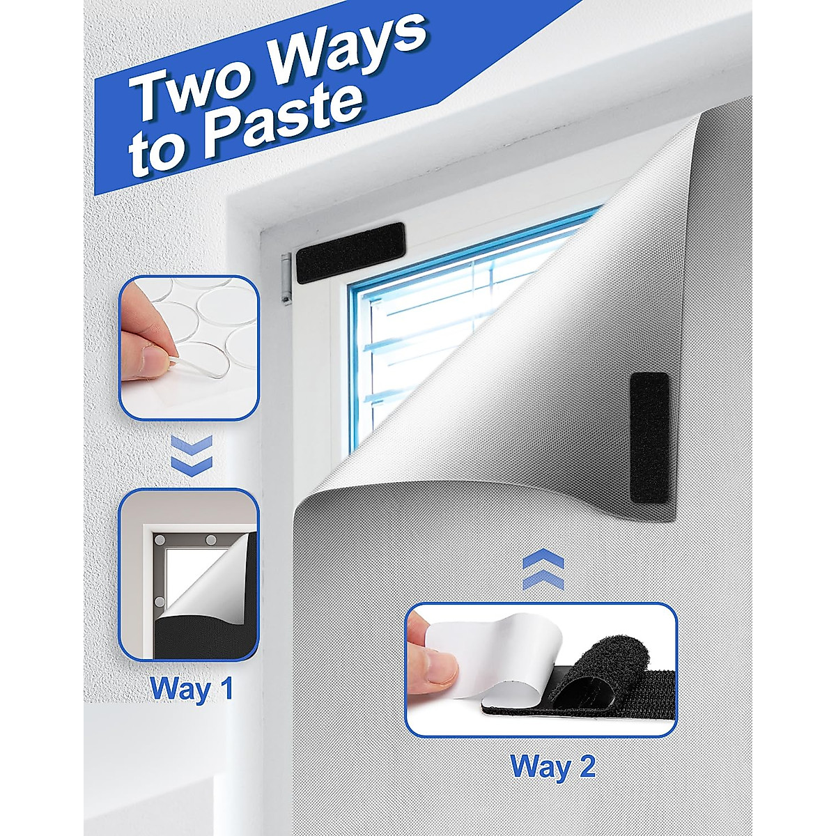 Saudoli 157" x 57" Blackout Curtains for Bedroom - 100% Blackout Window Shades with Hook and Loop Tape | Window Shades for Home Baby Nursery, Bedroom, Dorm Room, Office or Travel (White)