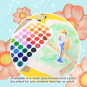 BAZIC Watercolor w/ Brush & Mixing Palette, 48 Color Non-Toxic Paint Set, for Hobby Fun Art Supplies Vibrant Painting, Gift for Kids Artists, 1-Pack