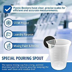 Plastic Beaker 400ml / 13.5 oz Set of 50 by Maryland Plastics – Clear Graduated Disposable Beakers with Pour Spout – Ideal for Resin Mixing, Science Labs, and Home Use