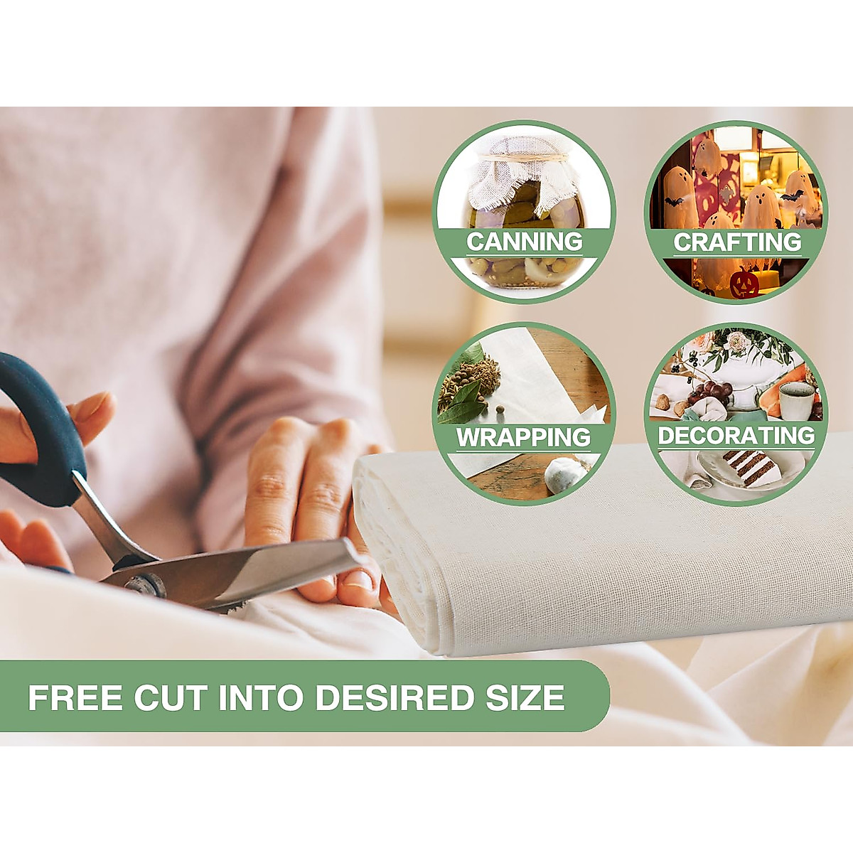 Olicity Cheese Cloths, Grade 90, 45 Sq Feet, Reusable Cheese Cloth with Closed Edges Unbleached Cotton Cheesecloth for Straining, Fine Mesh Fabric Muslin Cloth for Cooking, Baking, Milk,Crafts-5 Yards