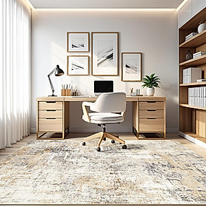 8x10 Area Rugs Living Room Rug: Large Soft Machine Washable Abstract Modern Stain Resistant Indoor Floor Carpet Low Pile Accent Rug for Bedroom Dining Room Office Nursery Kitchen Home- Grey Gold