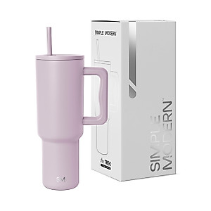 Simple Modern 40 oz Tumbler with Handle and Straw Lid | Insulated Reusable Stainless Steel Water Bottle Travel Mug Iced Coffee Cup | Gifts for Women Men Her | Trek Collection | 40oz | Lavender Mist