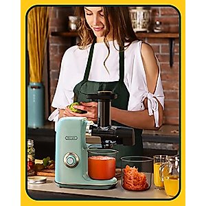 Hazel Quinn Masticating Juicer, Slow Cold Press Juicer Machines for Fruit and Vegetable, Easy to Clean, 2-Speed Modes & Reverse Function, 80 RPM Quiet Motor Below 65dB, Mint Green, Retro Style