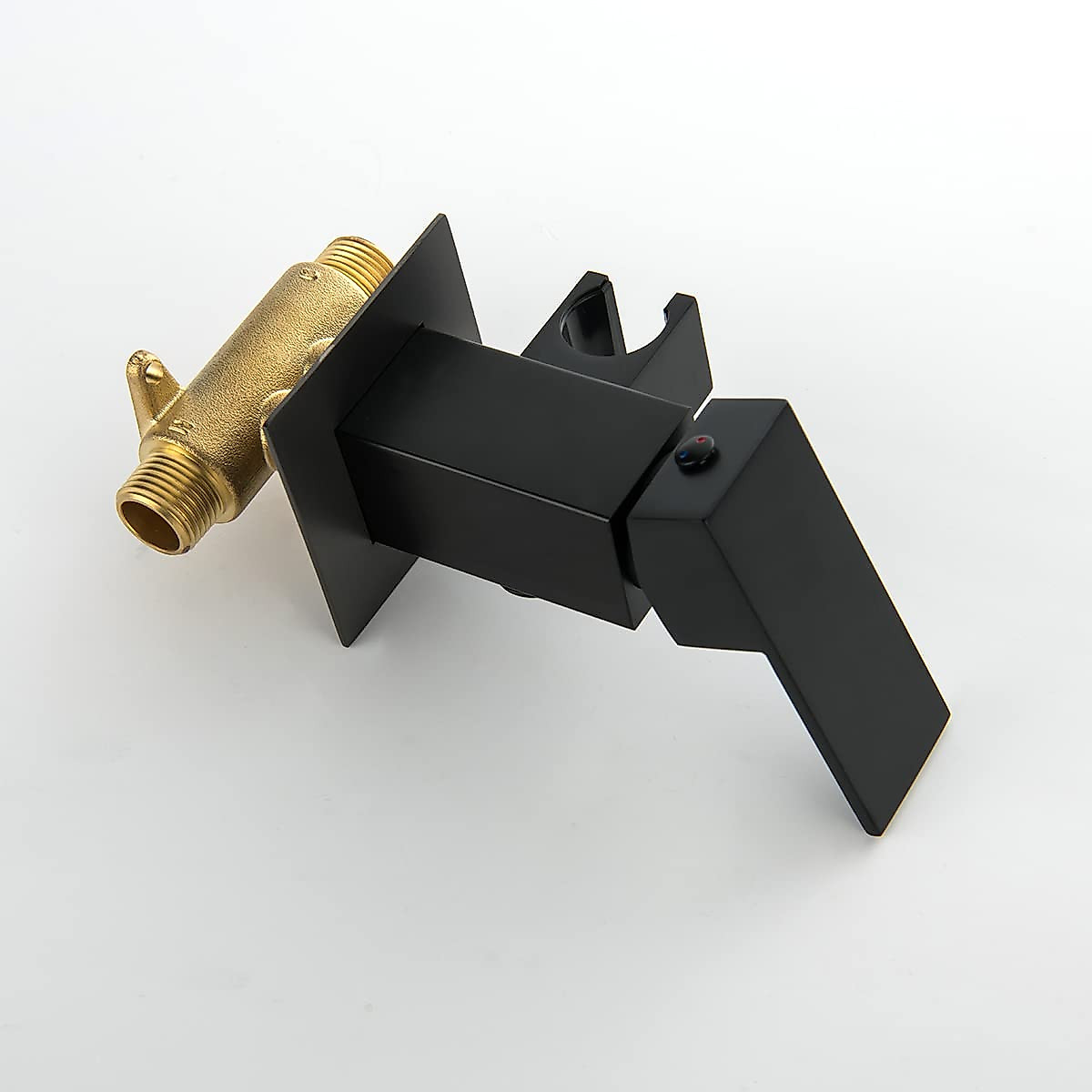 Gaosin Handheld Bidet Sprayer Warm Water, Square Bidet Hand Held Sprayer Shattaf Matte Black Bathroom Attachment for Toilet with Concealed Brass Hot and Cold Mixing Valve