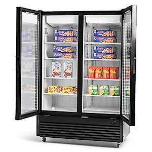 PEAK COLD PLUS Upright Commercial 2 Door Display Freezer, 41.7 Cubic Ft