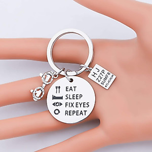 PLITI Ophthalmologist Gift Funny Optometrist Gifts Ophthalmology Gift For Optometrist Optic Eye Doctor Specialist Optometry Student Eat Sleep Fix Eyes Repeat Keychain (Eat Sleep Eyes)