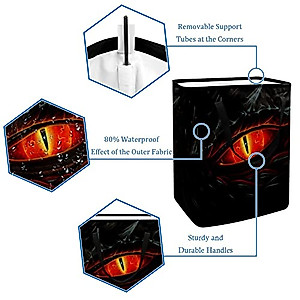 Hot Dinosaur Eye Print Collapsible Laundry Hamper, 60L Waterproof Laundry Baskets Washing Bin Clothes Toys Storage for Dorm Bathroom Bedroom