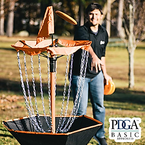Franklin Sports Disc Golf Basket + Discs Set - Portable Disc Golf Target Basket with Chains - 3 Discs Included - Driver, Mid-Range + Putter - Steel Chains