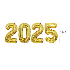 16 Inch 2025 Balloons Number 2025 Foil Balloons for New Years Eve Party Supplies Anniversary Party Graduation Decorations Home Office Decoration, Gold