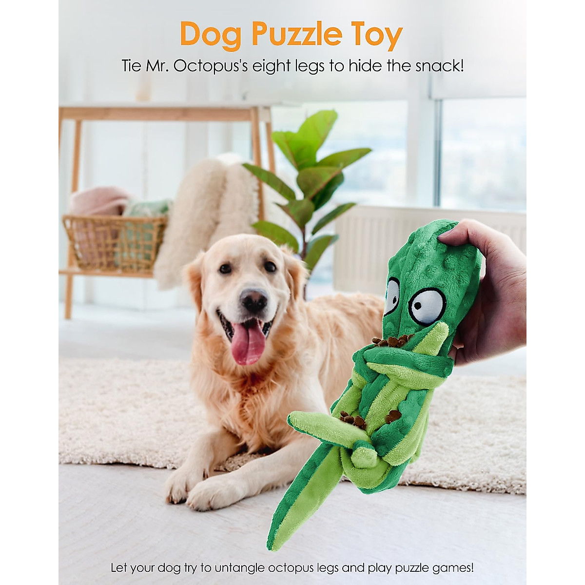 HGB Squeaky Dog Toys, Octopus No Stuffing Crinkle Plush Dog Toys to Keep Them Busy, Interactive Dog Chew Toys for Puppy Teething, Large Dog Toys for Large Medium Small Breeds, Pet Toys, 2 Pack