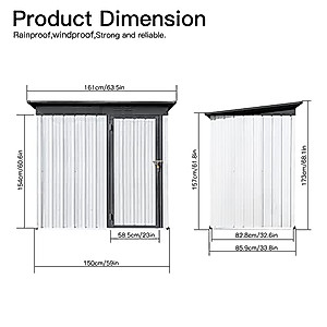 Lestar Outdoor Storage Shed, Garden Sheds, Storage House Galvanized Metal Shed with Shutter Vents for Backyard Patio Lawn (5 x 3 FT/White+Grey)