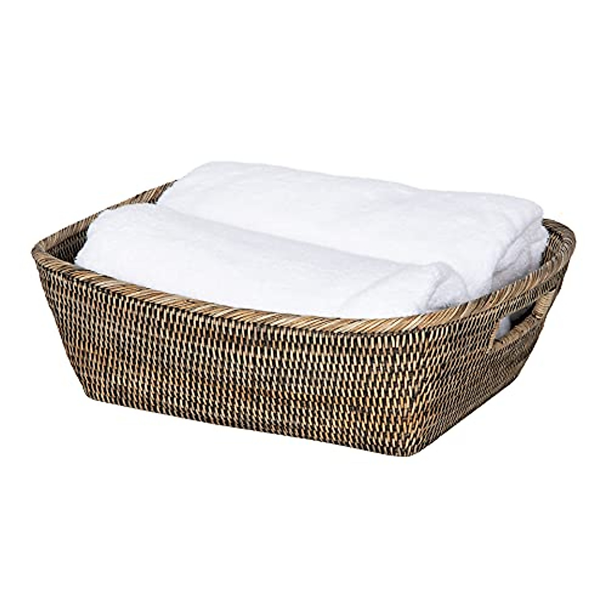 La Jolla Oblong Rattan Storage and Shelf Basket, Black-Wash