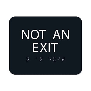 ALPHA DOG ADA SIGNS - Not An Exit Sign with Braille for Your Business, 4x5 Inch, ADA Compliant, Indoor or Outdoor, Easy Installation, Made in the USA, Black
