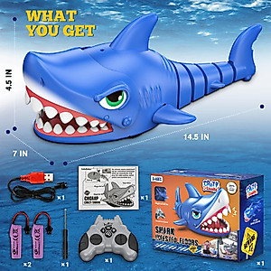 KIDDITOY Remote Control Shark Toy for Kids 3+ - Rechargeable RC Shark Robot with Realistic Biting Action, Interactive Gifts for Boys Ages 3-12, Stocking Stuffers, Birthday Gifts