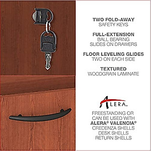 Alera ALEVA542822MC Valencia Series 15.63 in. x 20.5 in. x 28.5 in. Full Pedestal File Drawer - Medium Cherry