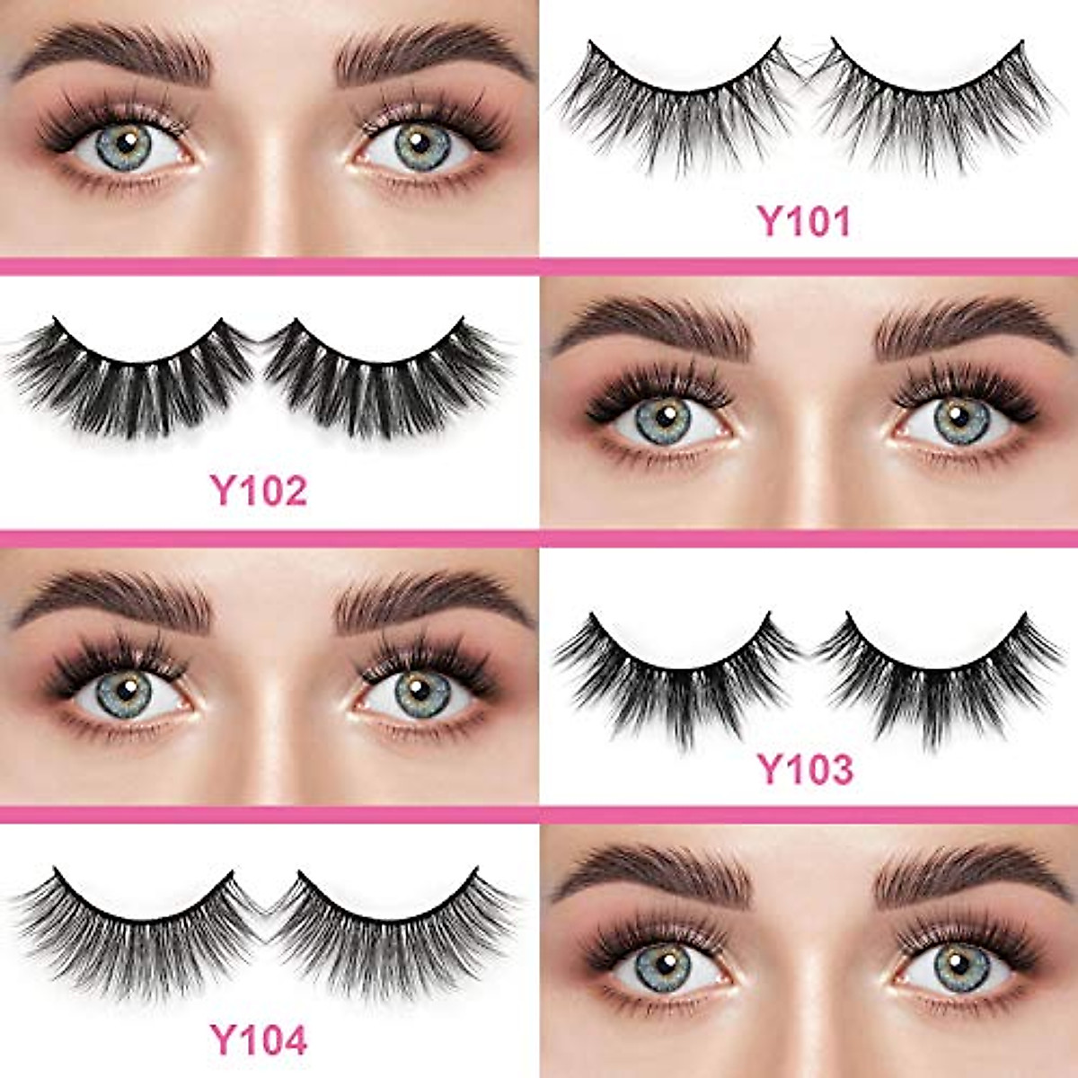 MAGEFY 24 Pairs Faux Mink Eyelashes, 4 Style Natural Fluffy False Eyelashes,Dramatic Reusable Fake Lashes Pack For Women